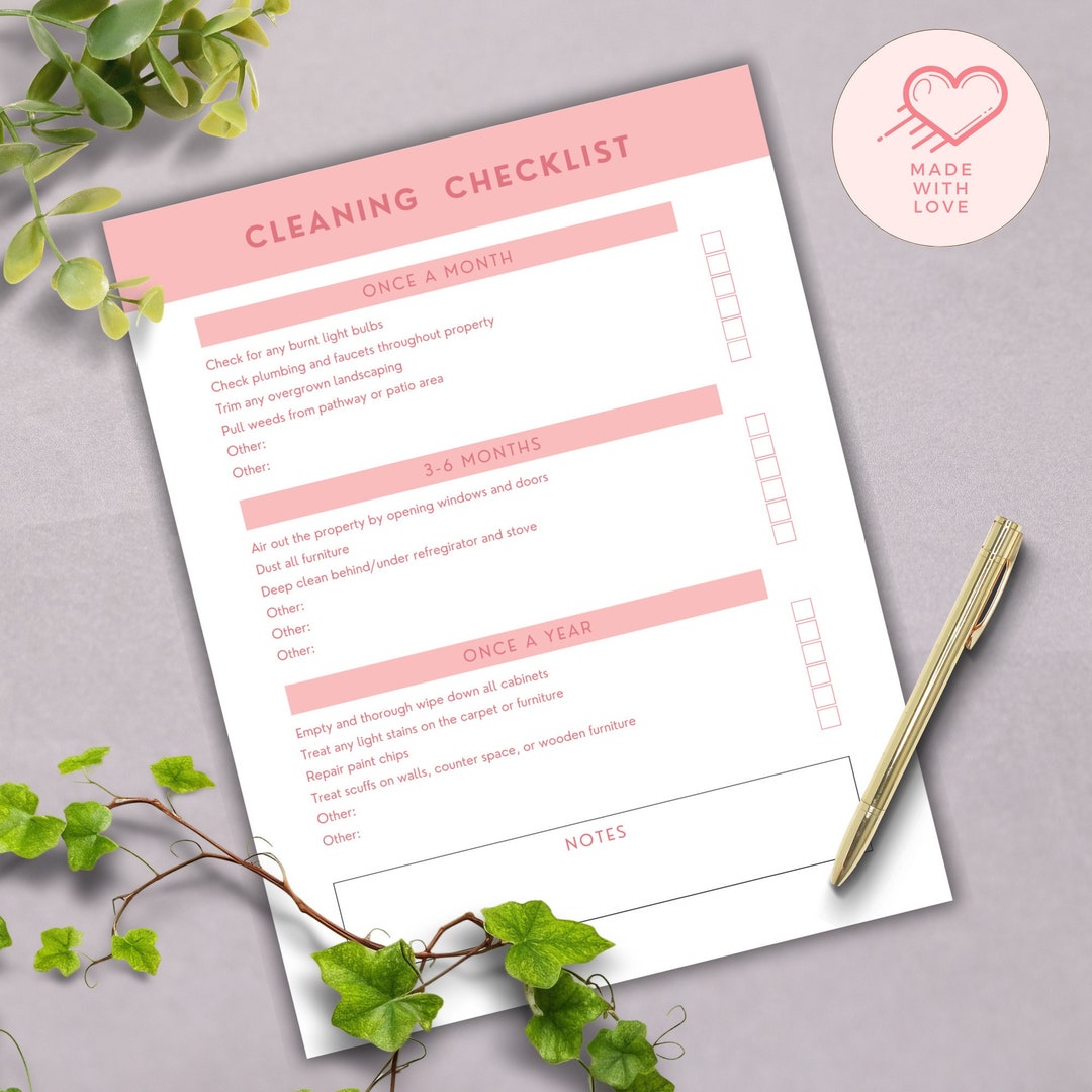 Printable Air Bnb Cleaning Checklist INSTANT DOWNLOAD Air Bnb Cleaning ...