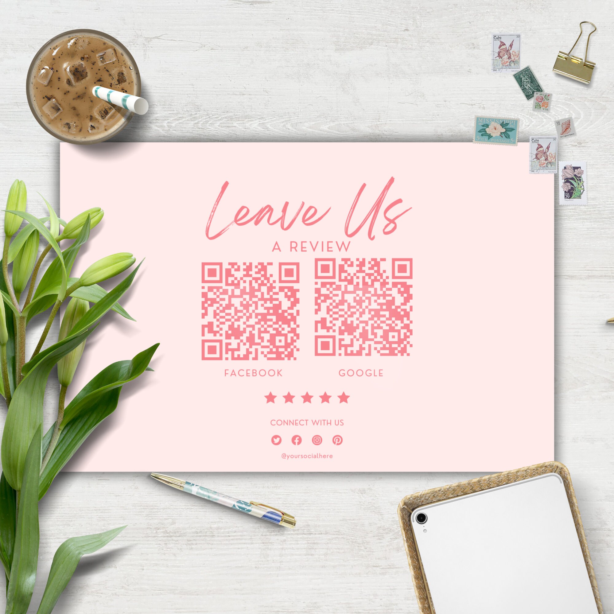 Leave a Review QR Code Card INSTANT DOWNLOAD Leave Review - Etsy