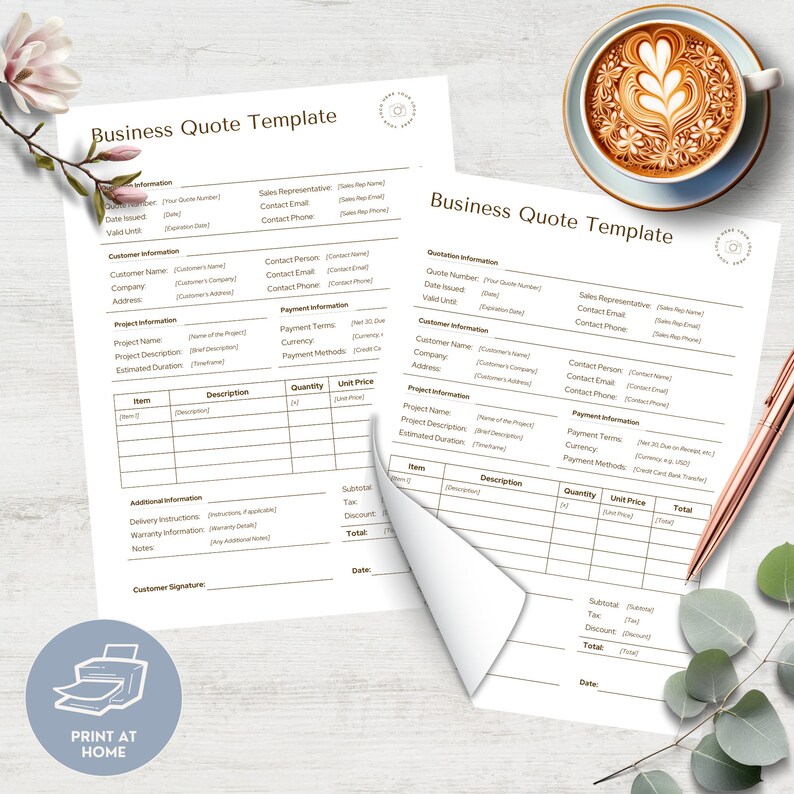 Business Quote Template Canva Printable, Estimate Template, Quotation ...