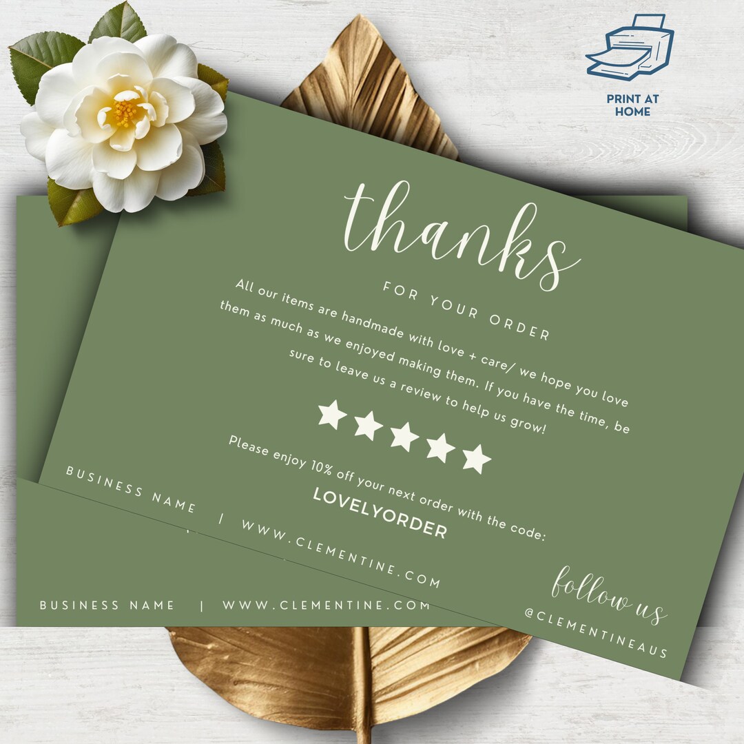 Simple Business Thank You Card INSTANT DOWNLOAD Printable Canva ...