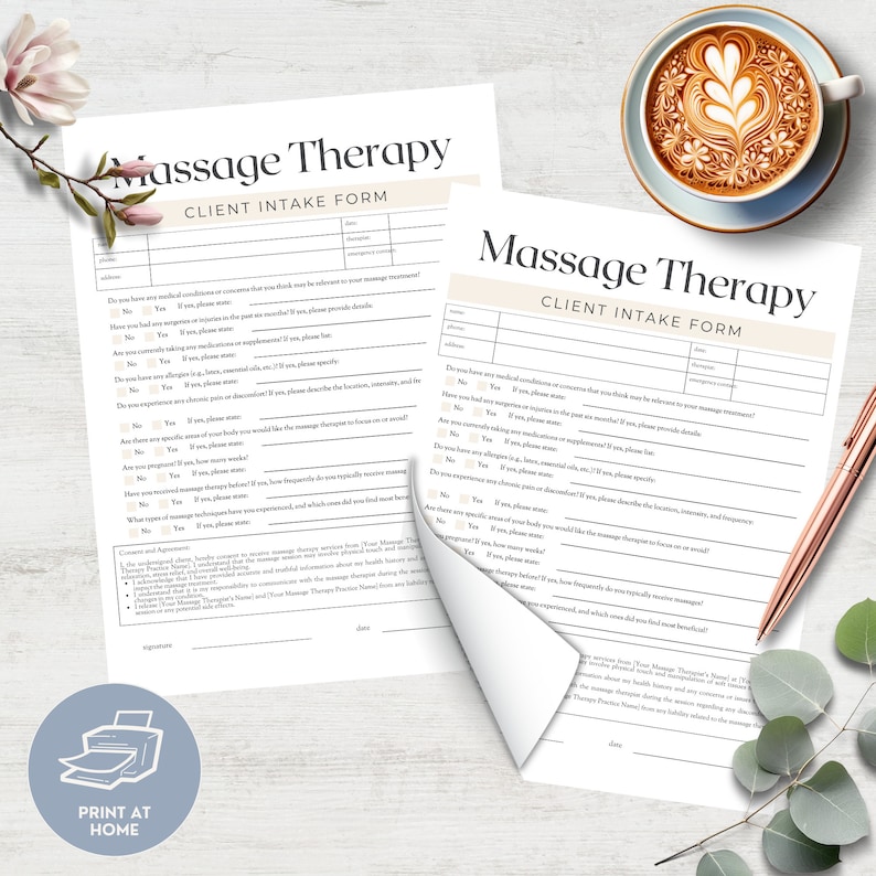 Massage Intake Form, Massage Therapist, Client Intake Forms, Massage ...