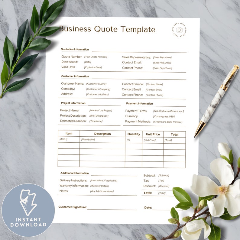 Business Quote Template Canva Printable, Estimate Template, Quotation ...