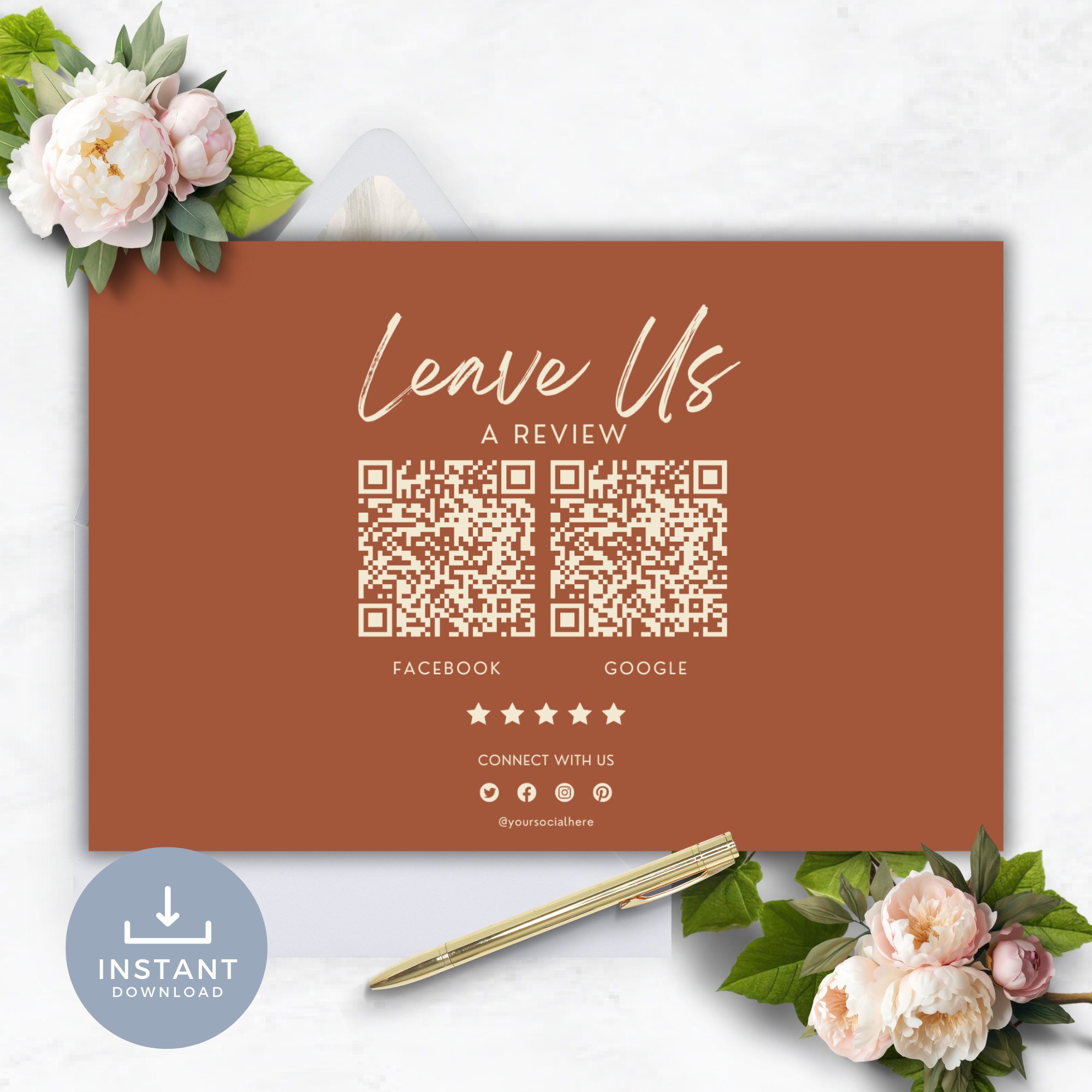 Leave a Review QR Code Card INSTANT DOWNLOAD Leave Review, Write a ...