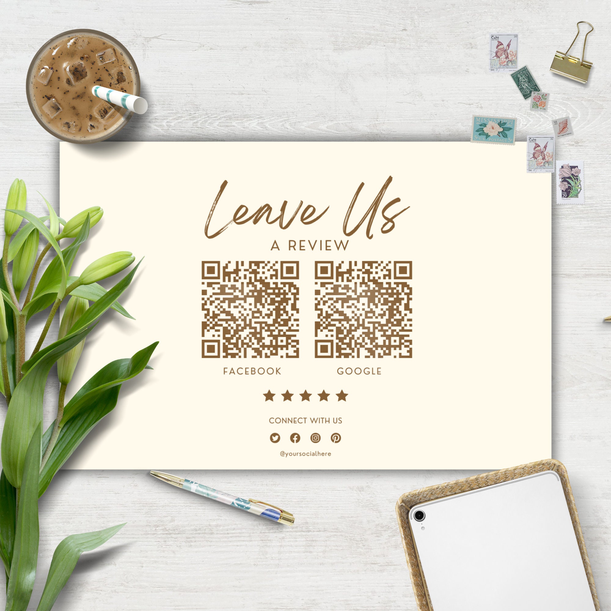 Leave a Review QR Code Card INSTANT DOWNLOAD Leave Review, Write a ...