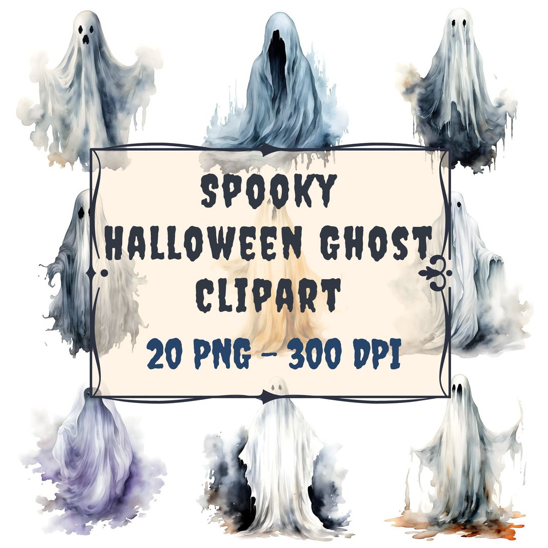 Spooky Halloween Ghost Clipart 20 PNG Graphics Halloween - Etsy