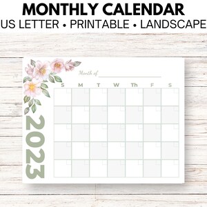 US Letter-sized Printable Monthly Calendar - Etsy