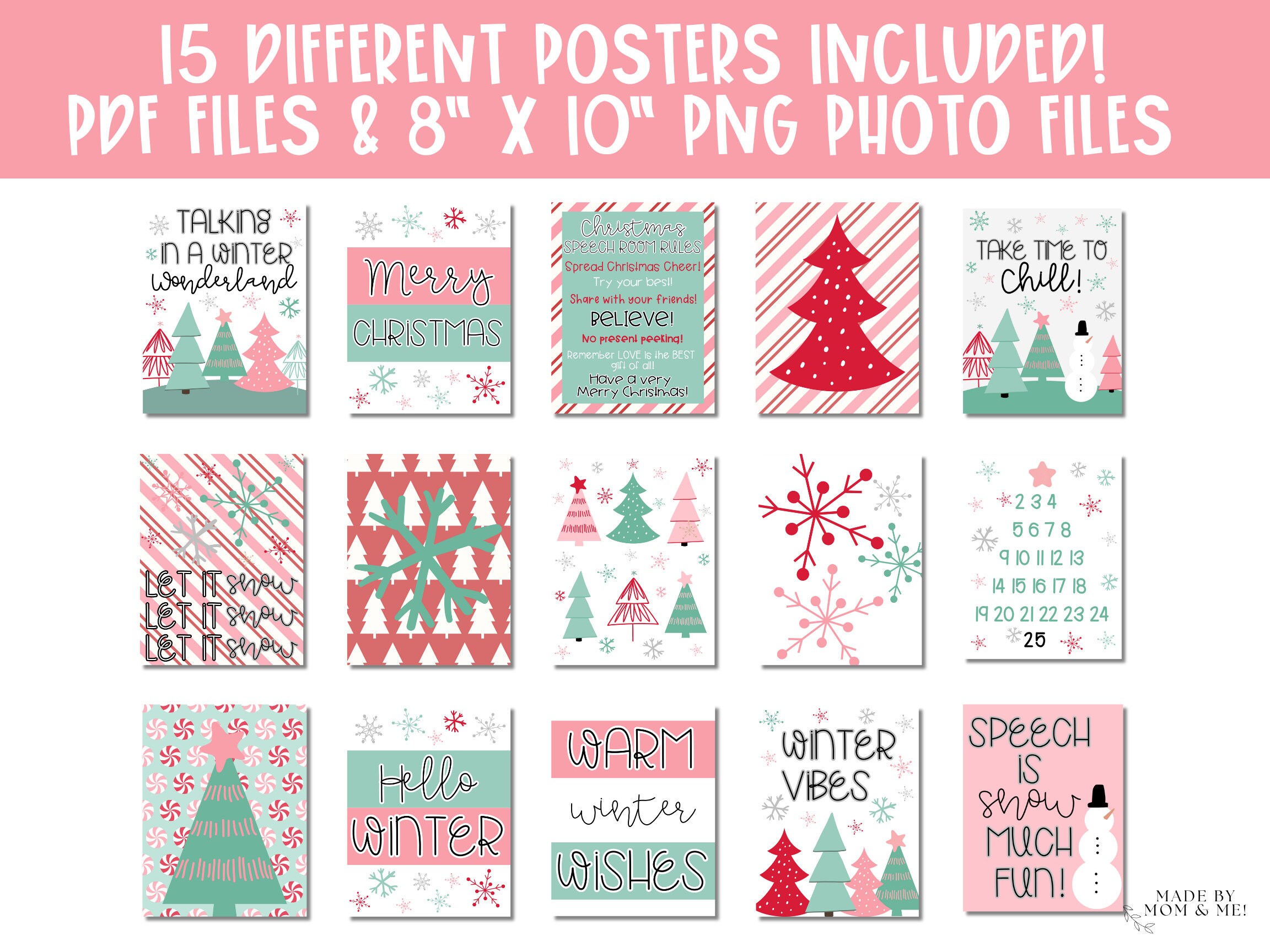 Speech Therapy Room Decor Printable Christmas Posters - Etsy