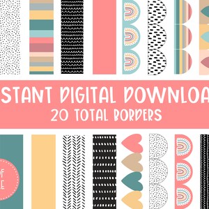 Printable Bulletin Board Border, Boho Rainbow, Classroom Decor, School ...