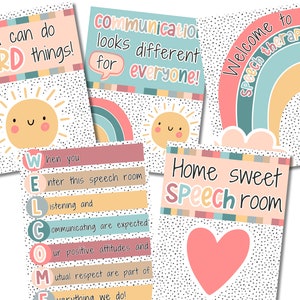 SLP Therapy Office Decor, Speech Therapy Posters, Boho Rainbow ...