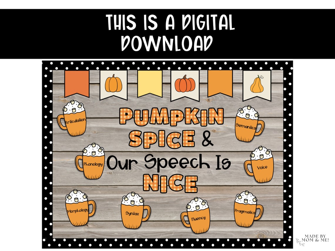 Speech Therapy Bulletin Board, Pumpkin Spice, Therapy Office Decor, SLP ...