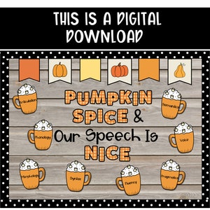 Speech Therapy Bulletin Board, Pumpkin Spice, Therapy Office Decor, SLP ...