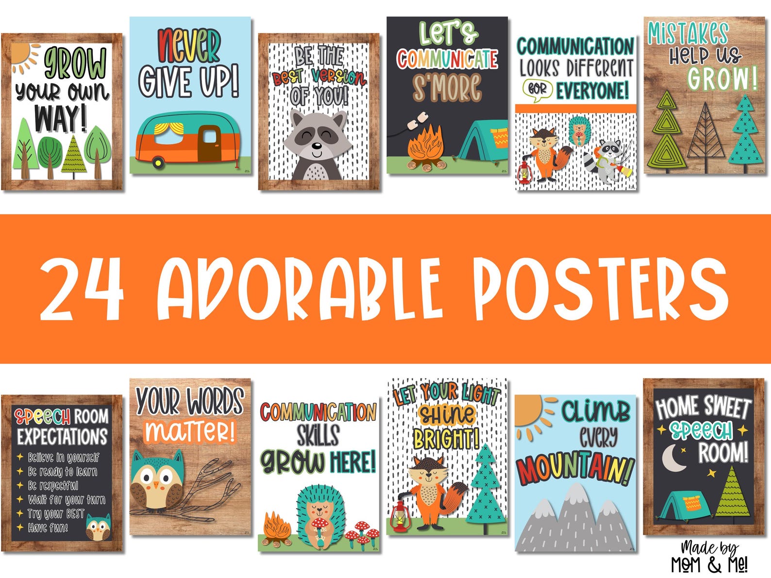 Speech Therapy Room Decor, Camping Theme Bulletin Board Poster, SLP ...