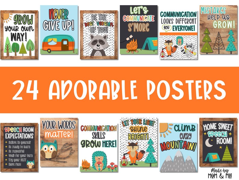 Speech Therapy Room Decor, Camping Theme Bulletin Board Poster, SLP ...