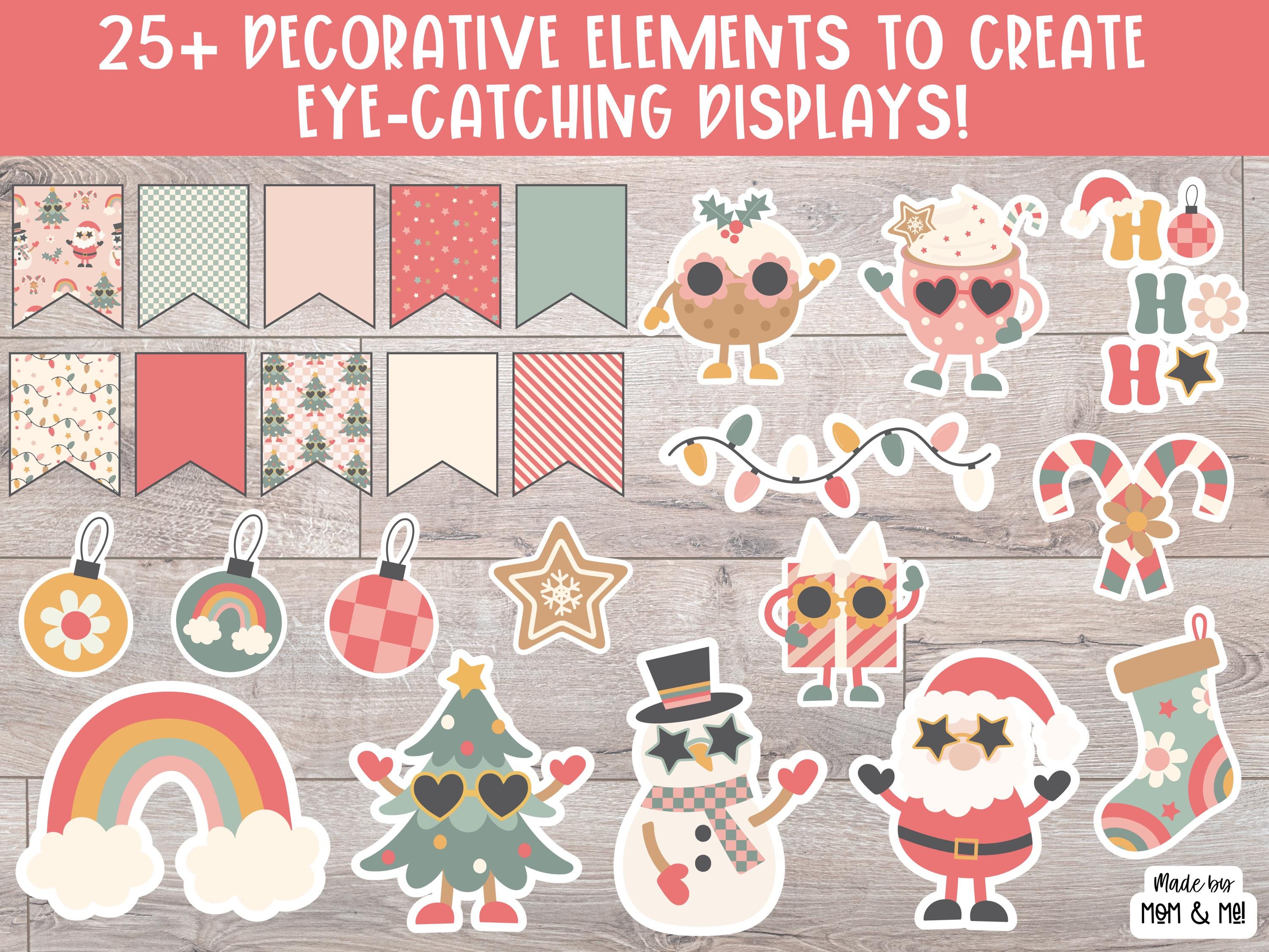 Christmas Bulletin Board Kit, Retro Groovy Classroom Theme, Holiday ...