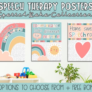 SLP Therapy Office Decor, Speech Therapy Posters, Boho Rainbow ...