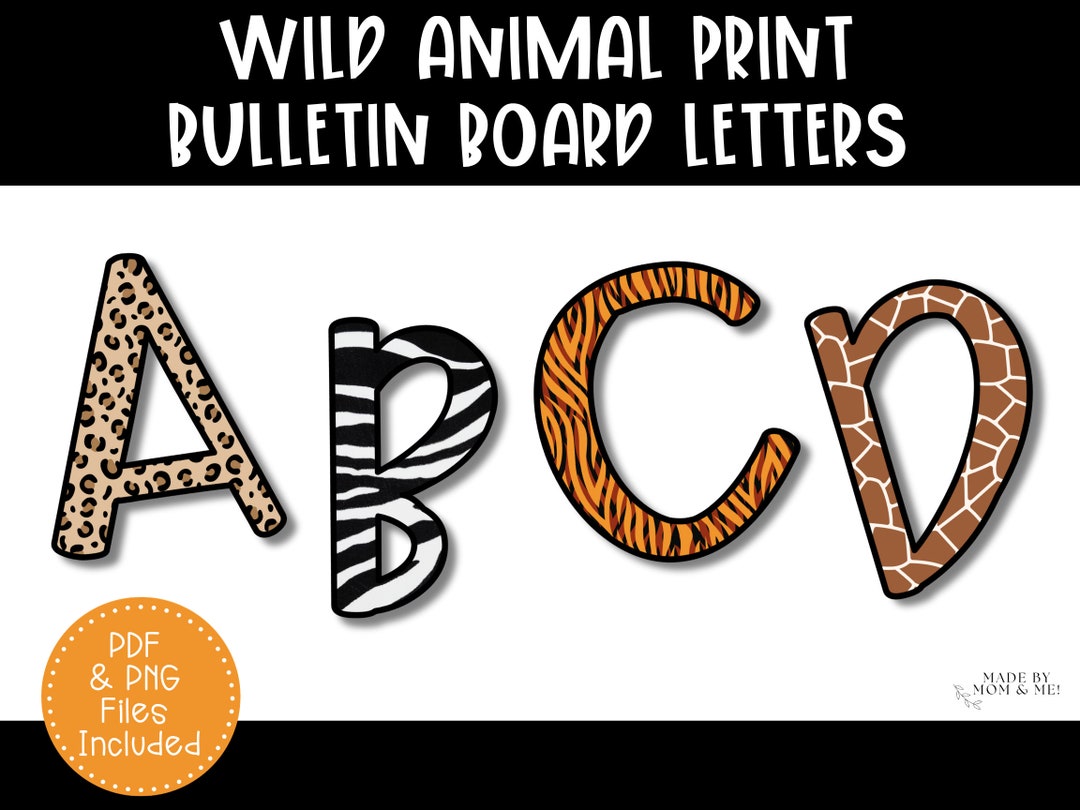 Printable Bulletin Board Letters, Animal Print Classroom Decor, Primary ...