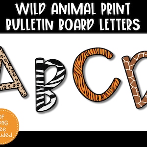Printable Bulletin Board Letters, Animal Print Classroom Decor, Primary ...