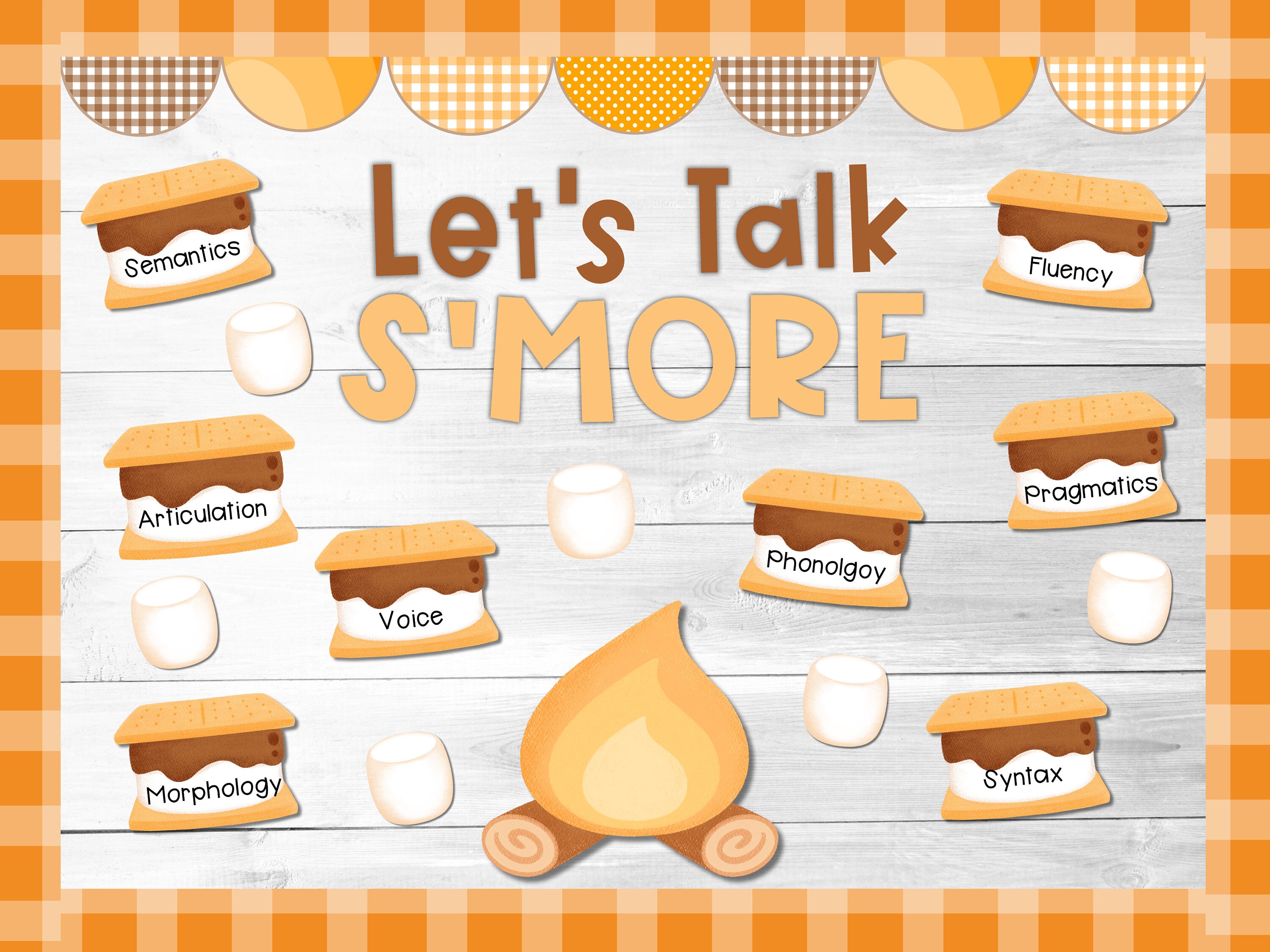 Speech Therapy Room Decor, Bulletin Board Kit, Fall Campfire Smores ...