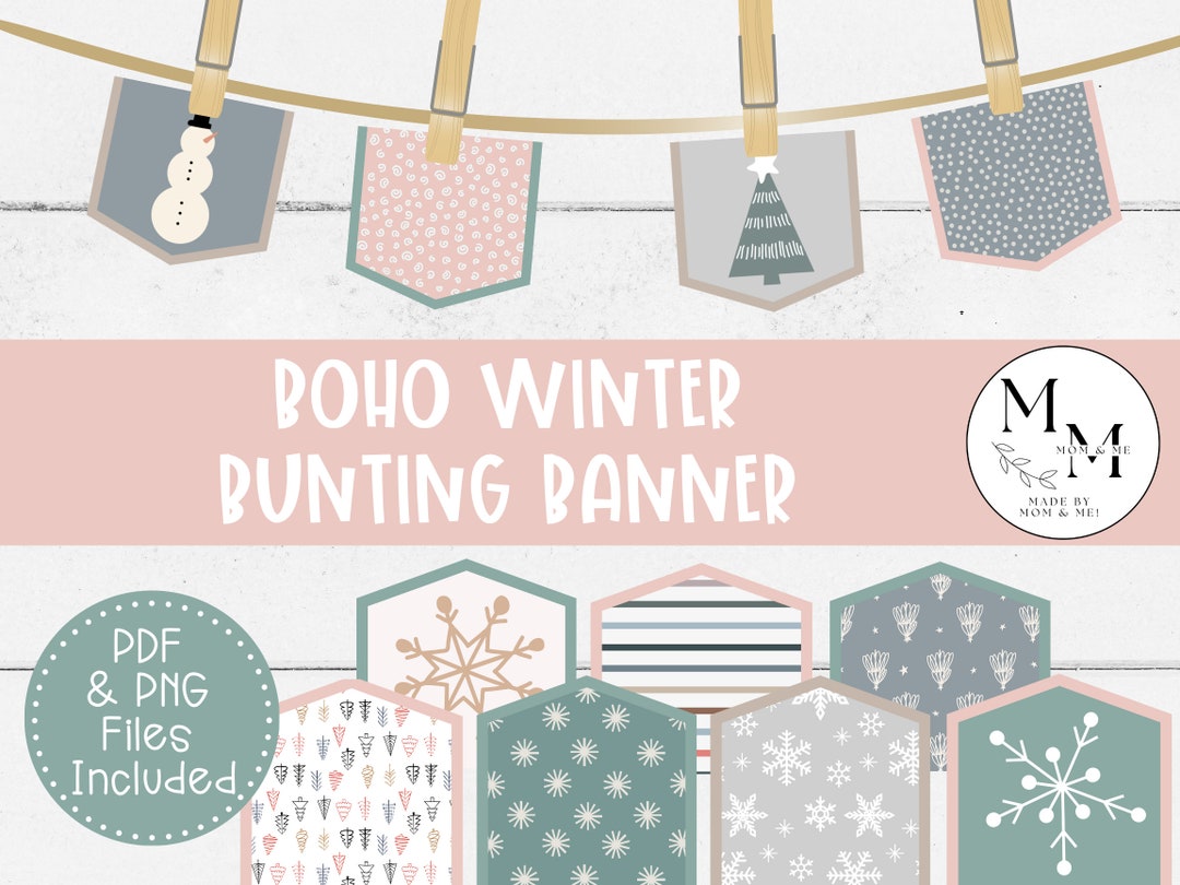 Winter Bulletin Board, Printable Bulletin Board Decor, Bunting Banner ...