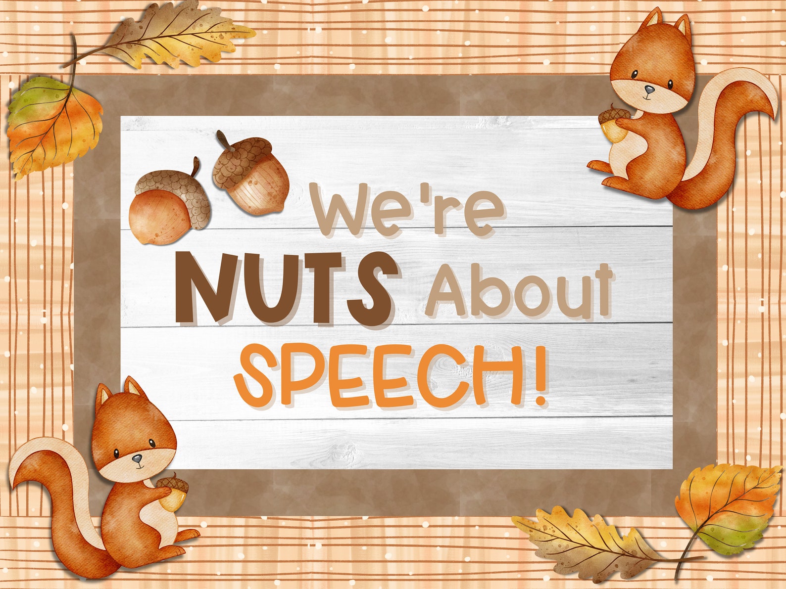 Speech Therapy Room Decor, Bulletin Board Kit, Fall Theme, Nuts About ...