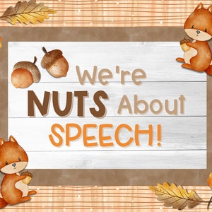 Speech Therapy Room Decor, Bulletin Board Kit, Fall Theme, Nuts About ...