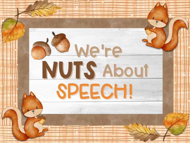 Speech Therapy Room Decor, Bulletin Board Kit, Fall Theme, Nuts About ...