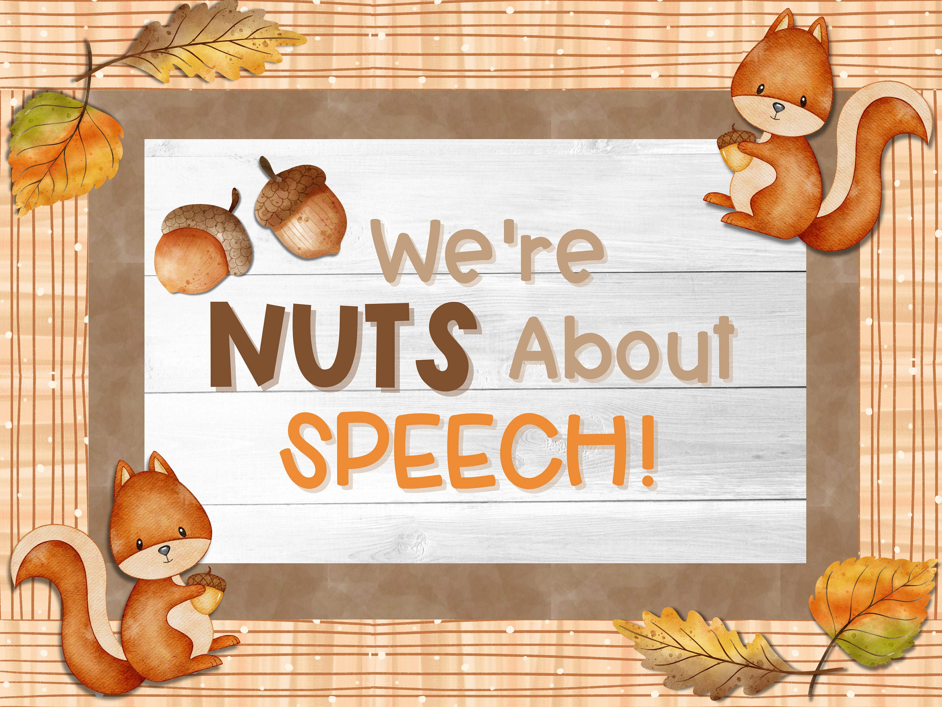 Speech Therapy Room Decor, Bulletin Board Kit, Fall Theme, Nuts About ...