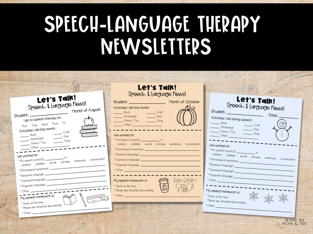 Speech Therapy Printable, Speech Newsletters, SLP Parent Note, Speech ...