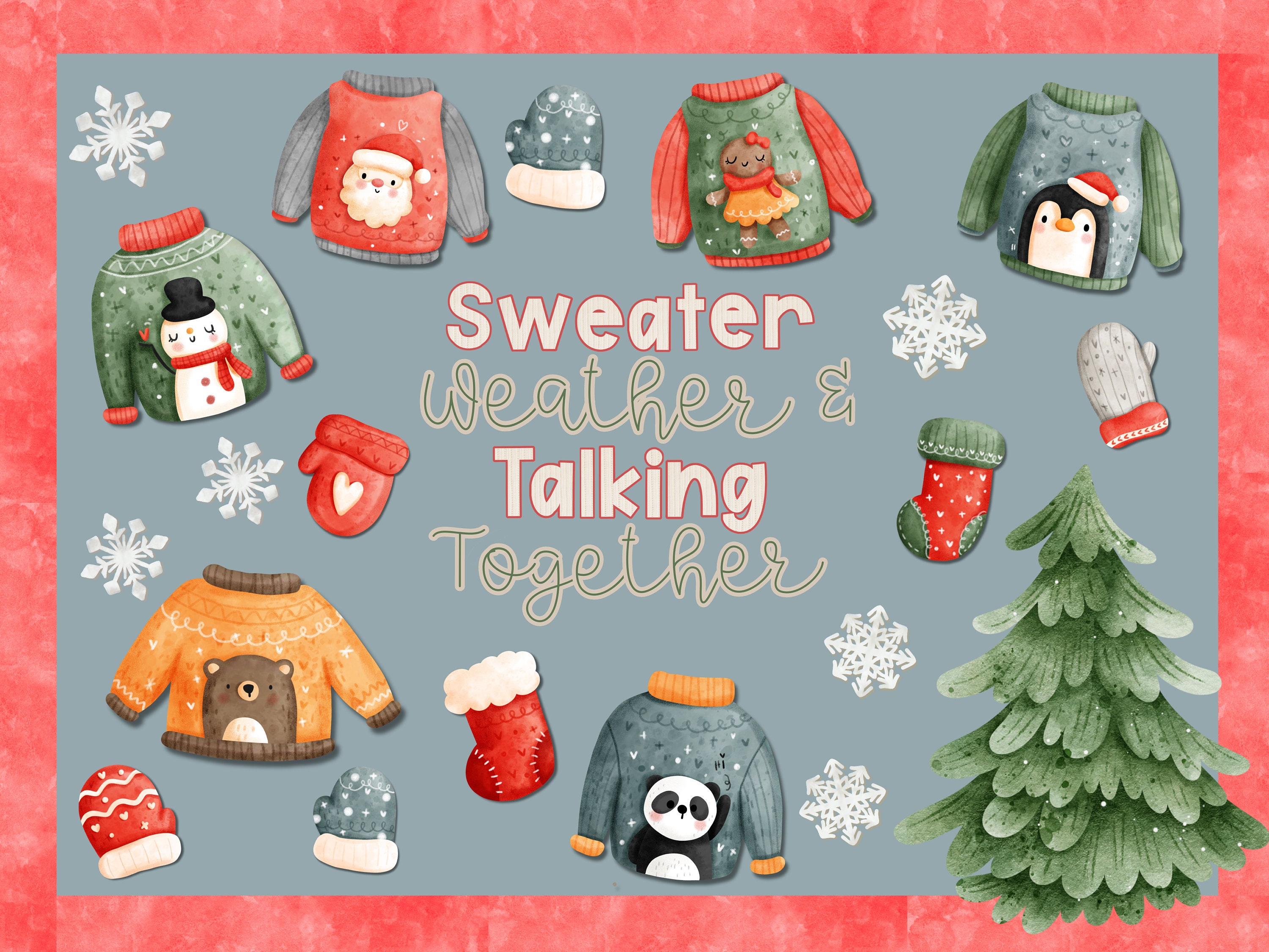 Speech Therapy Room Decor, Christmas Bulletin Board Kit, Winter ...