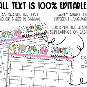 Newsletter Templates and Monthly Calendars for Spring, Classroom Bundle ...