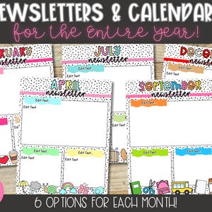 Newsletter Template and Monthly Calendars for the Entire Year ...
