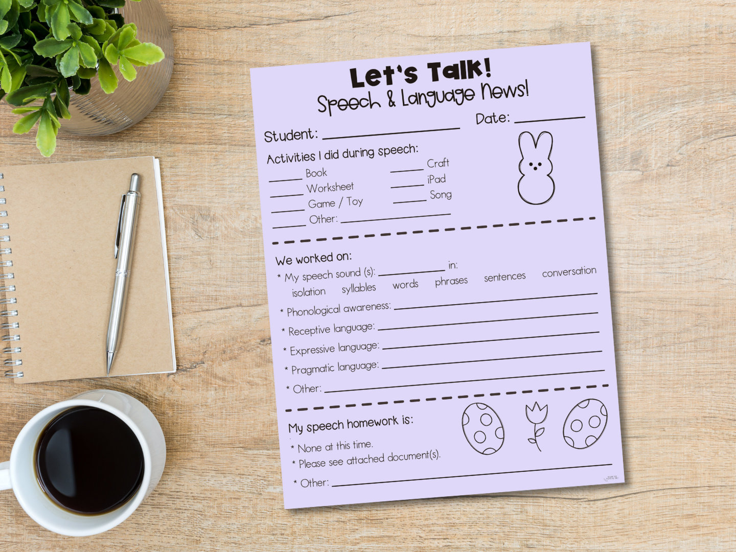 Speech Therapy Printable Newsletters, SLP or SLPA Parent Note ...