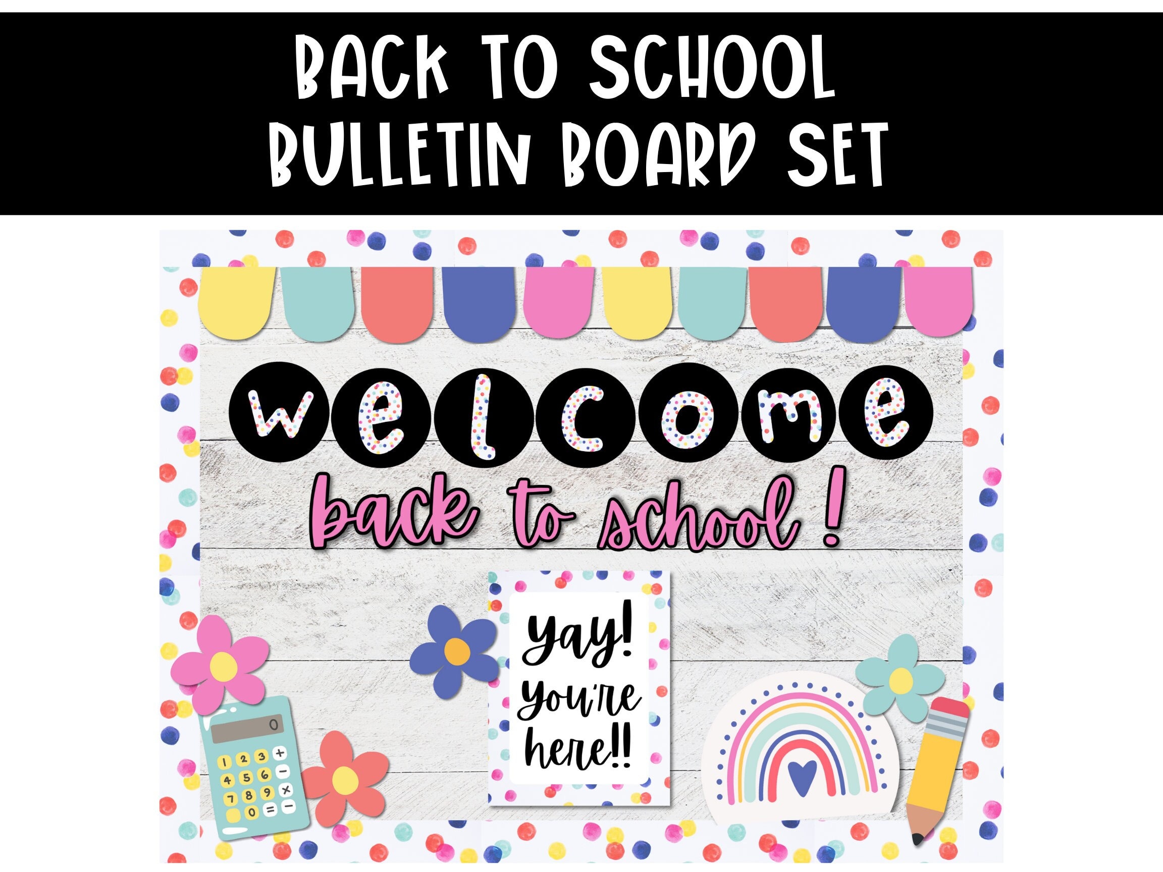 Back to School Bulletin Board Kit, Classroom Decor, Bright Boho ...