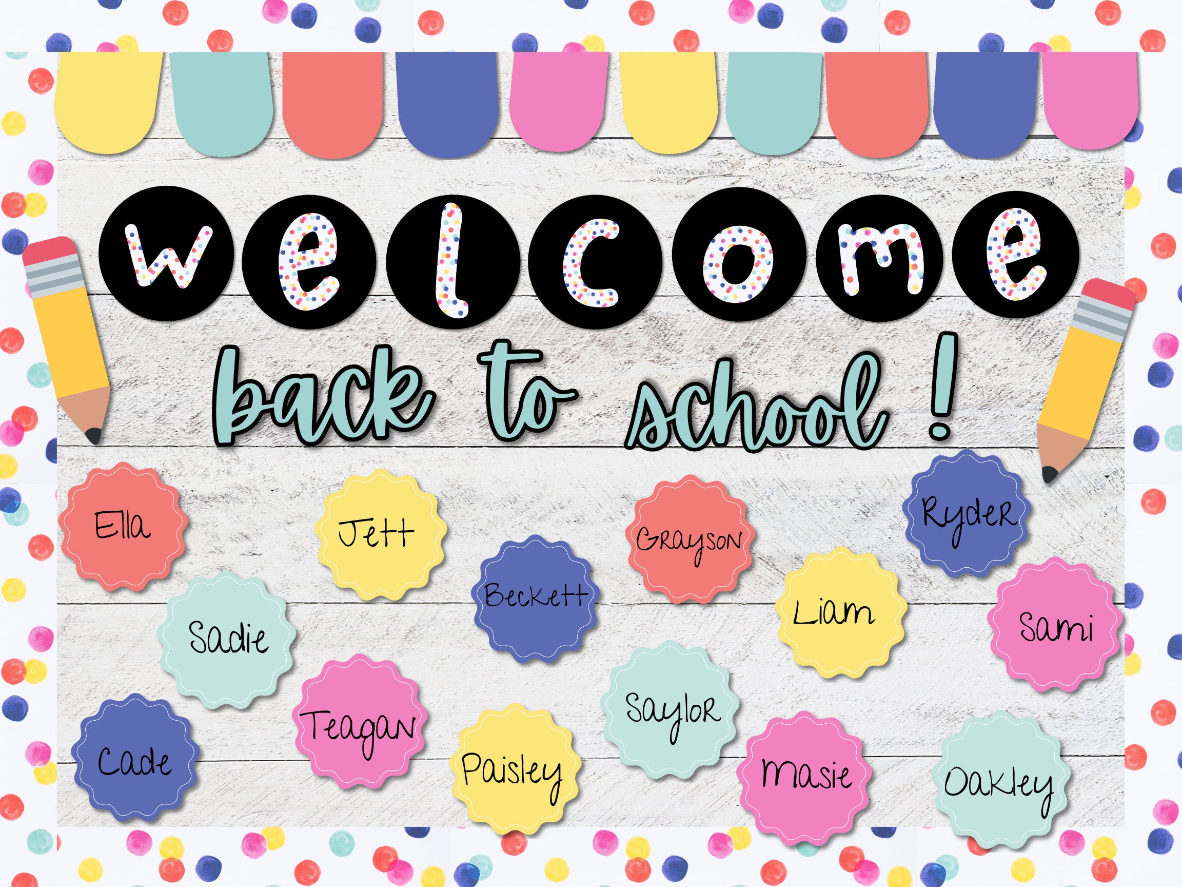 Back to School Bulletin Board Kit, Classroom Decor, Bright Boho ...