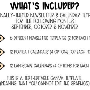 Newsletter Templates and Monthly Calendars for Fall, Classroom Bundle ...