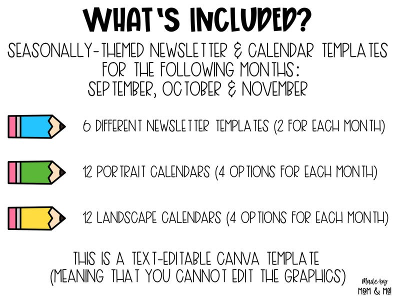 Newsletter Templates and Monthly Calendars for Fall, Classroom Bundle ...