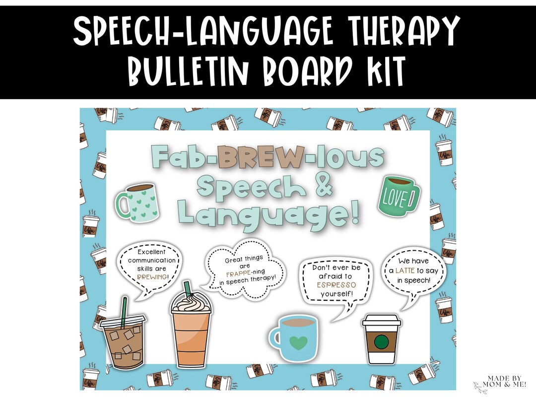 Speech Therapy Room Decor, Bulletin Board Kit, Coffee Theme, Instant ...