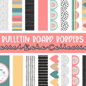 Printable Bulletin Board Border, Boho Rainbow, Classroom Decor, School ...