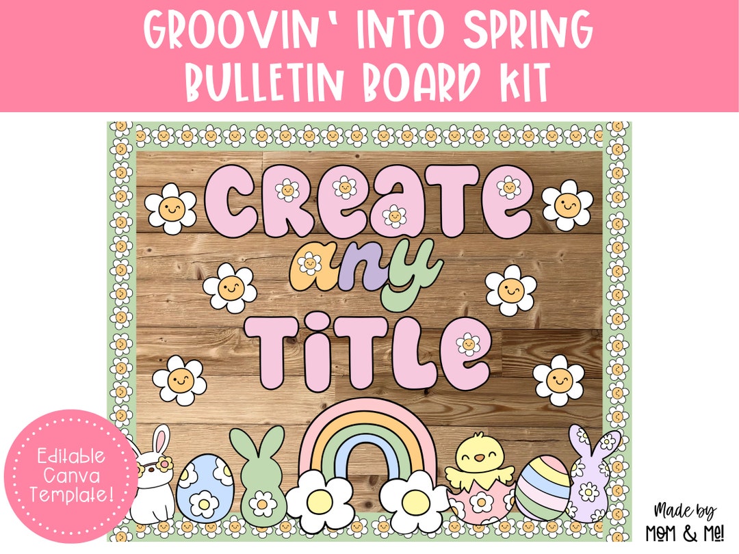 Spring Bulletin Board, Groovy Easter Bulletin Board, Retro Easter Decor ...