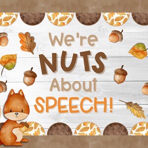 Speech Therapy Room Decor, Bulletin Board Kit, Fall Theme, Nuts About ...