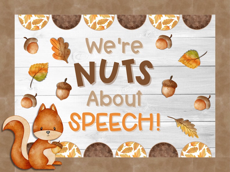 Speech Therapy Room Decor, Bulletin Board Kit, Fall Theme, Nuts About ...