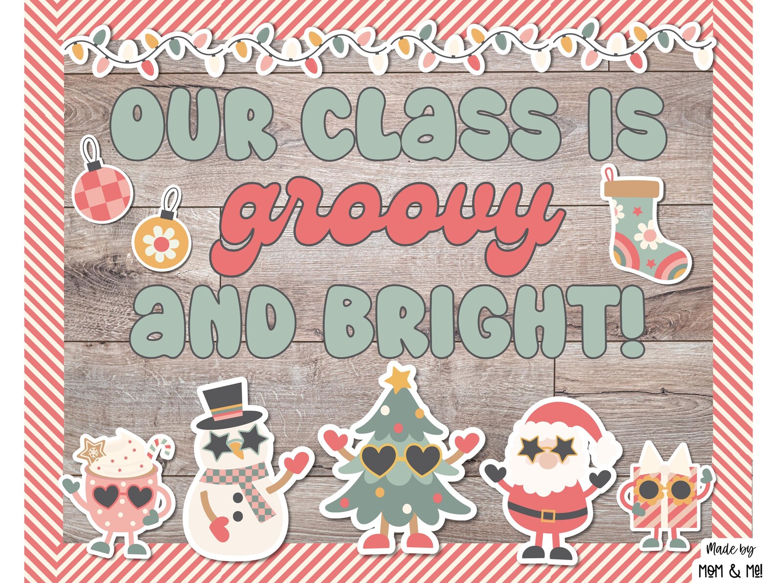 Christmas Bulletin Board Kit, Retro Groovy Classroom Theme, Holiday ...