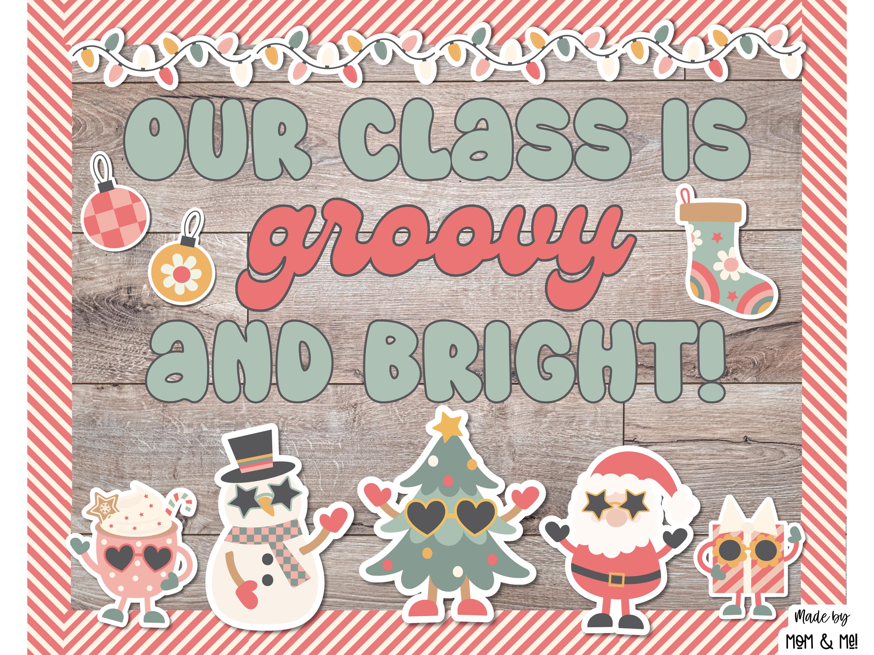 Christmas Bulletin Board Kit, Retro Groovy Classroom Theme, Holiday ...