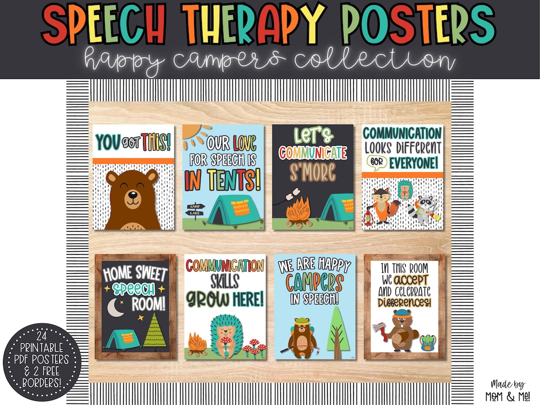 Speech Therapy Room Decor, Camping Theme Bulletin Board Poster, SLP ...