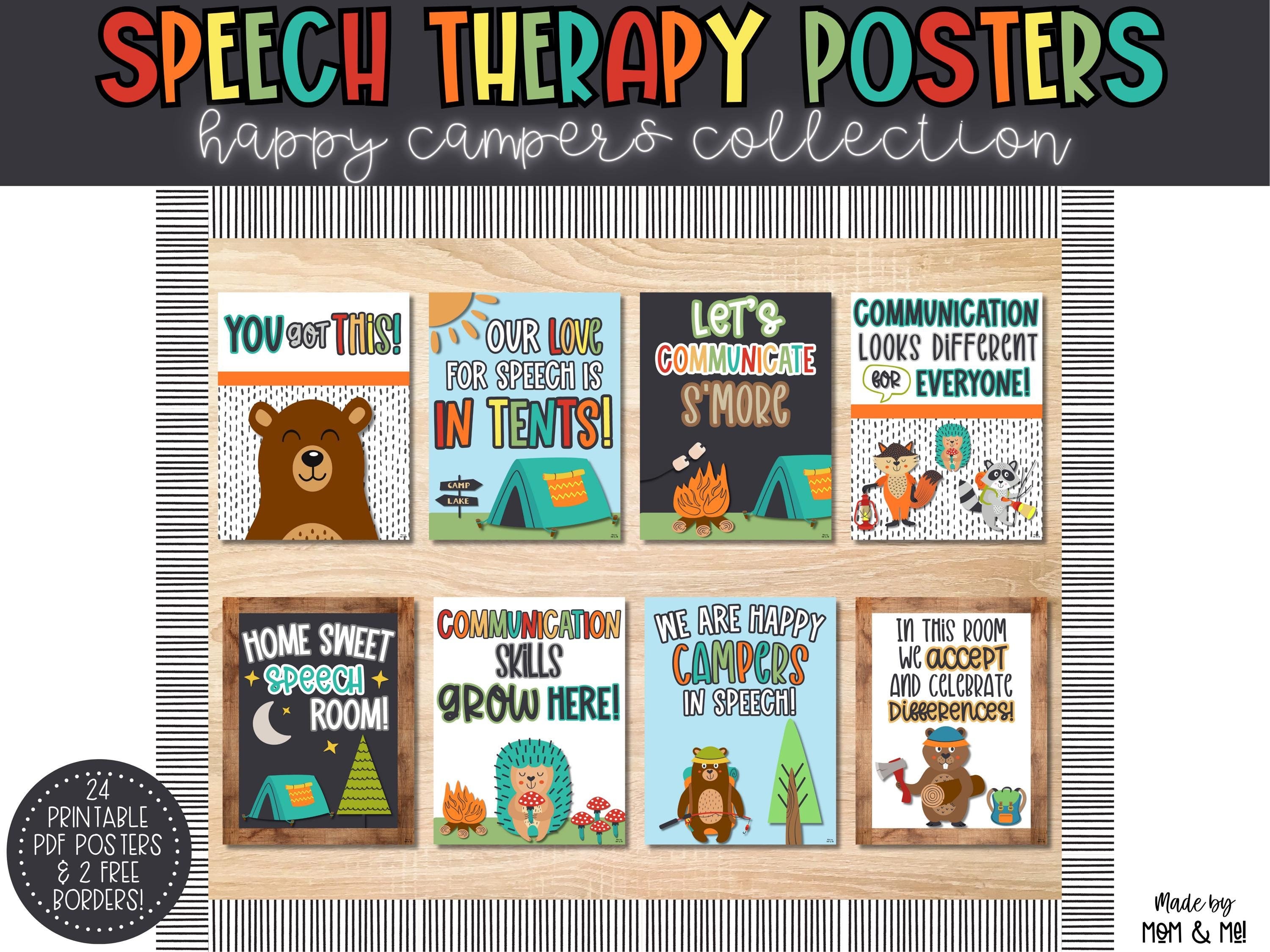 Speech Therapy Room Decor, Camping Theme Bulletin Board Poster, SLP ...