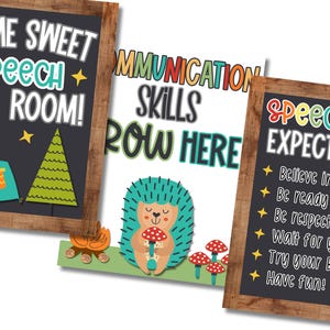 Speech Therapy Room Decor, Camping Theme Bulletin Board Poster, SLP ...