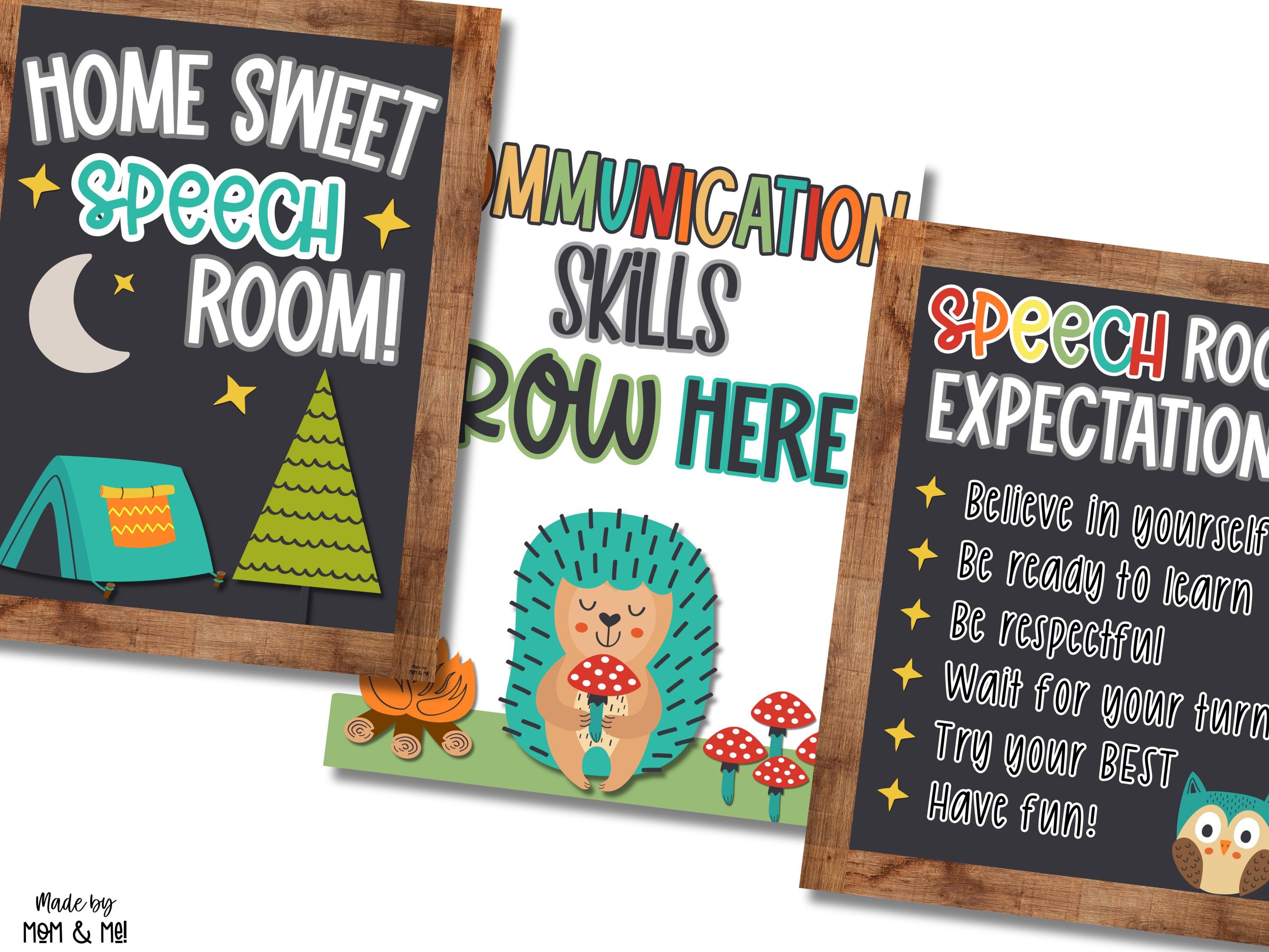 Speech Therapy Room Decor, Camping Theme Bulletin Board Poster, SLP ...