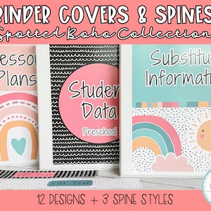 Editable Binder Covers & Spines, Boho Classroom Decor, Printable ...