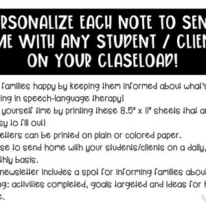 Speech Therapy Printable Newsletters, SLP or SLPA Parent Note ...
