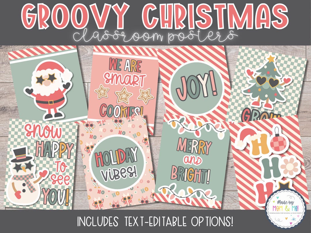 Groovy Christmas Bulletin Board, Winter Classroom Theme, Door Decor ...